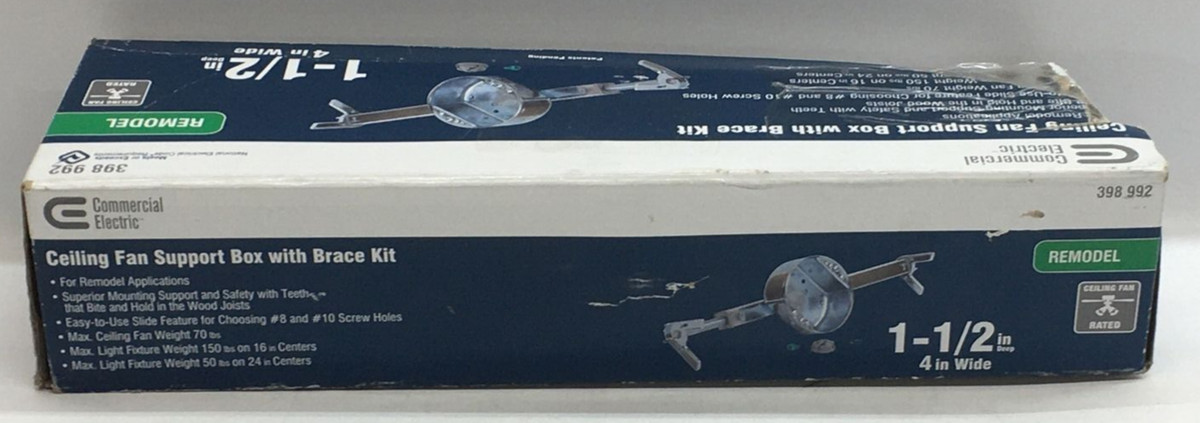 Ceiling Fan Support Box With Brace Kit Commercial Electric | Shelly ...