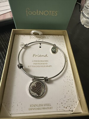 New FOOTNOTES "FRIEND " Stainless Steel Expandable Bracelet w/Charms ...