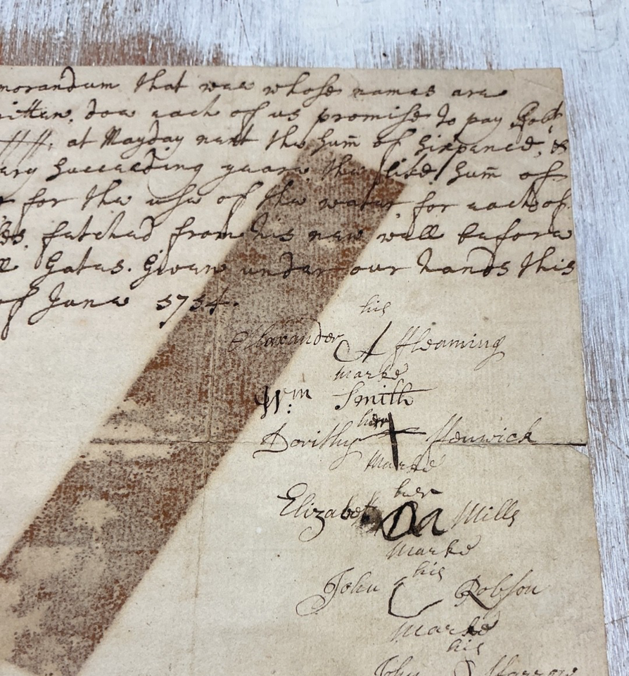 1714 Handwritten Memorandum Manuscript 18th c Payment Contract Multiple ...