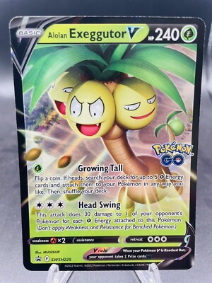 Pokemon GO Alolan Exeggutor V SWSH225 Sword & Shield Holo Black Star ...