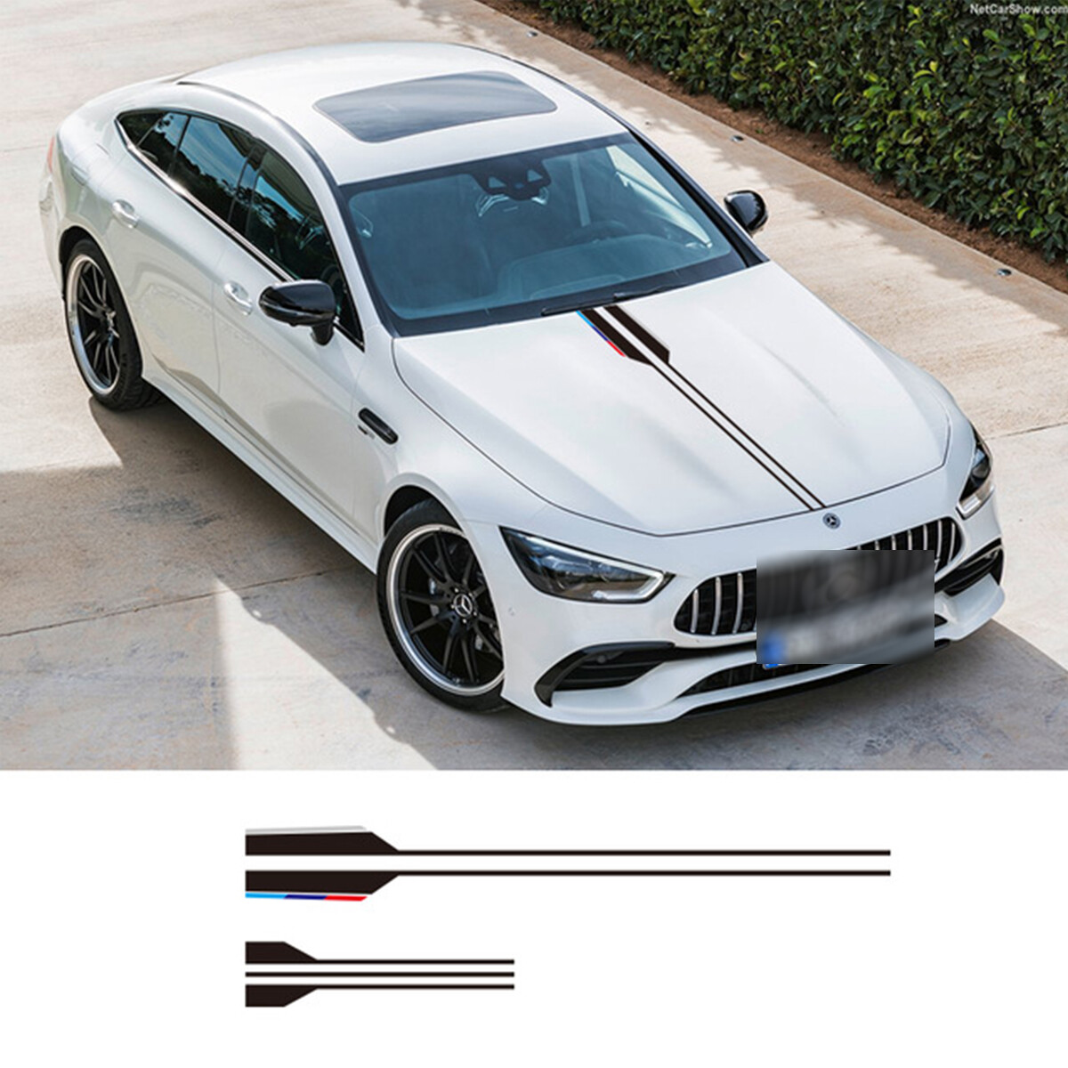 Black Hood Racing Decal Vinyl Stripe Stickers Universal Car Body ...