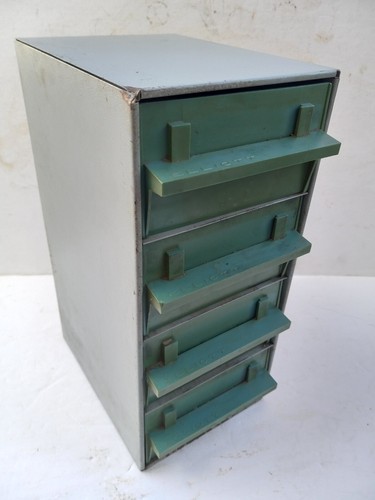 Vintage Elliott 4 Plastic Drawer Metal File Bin, Storage Parts Bin ...