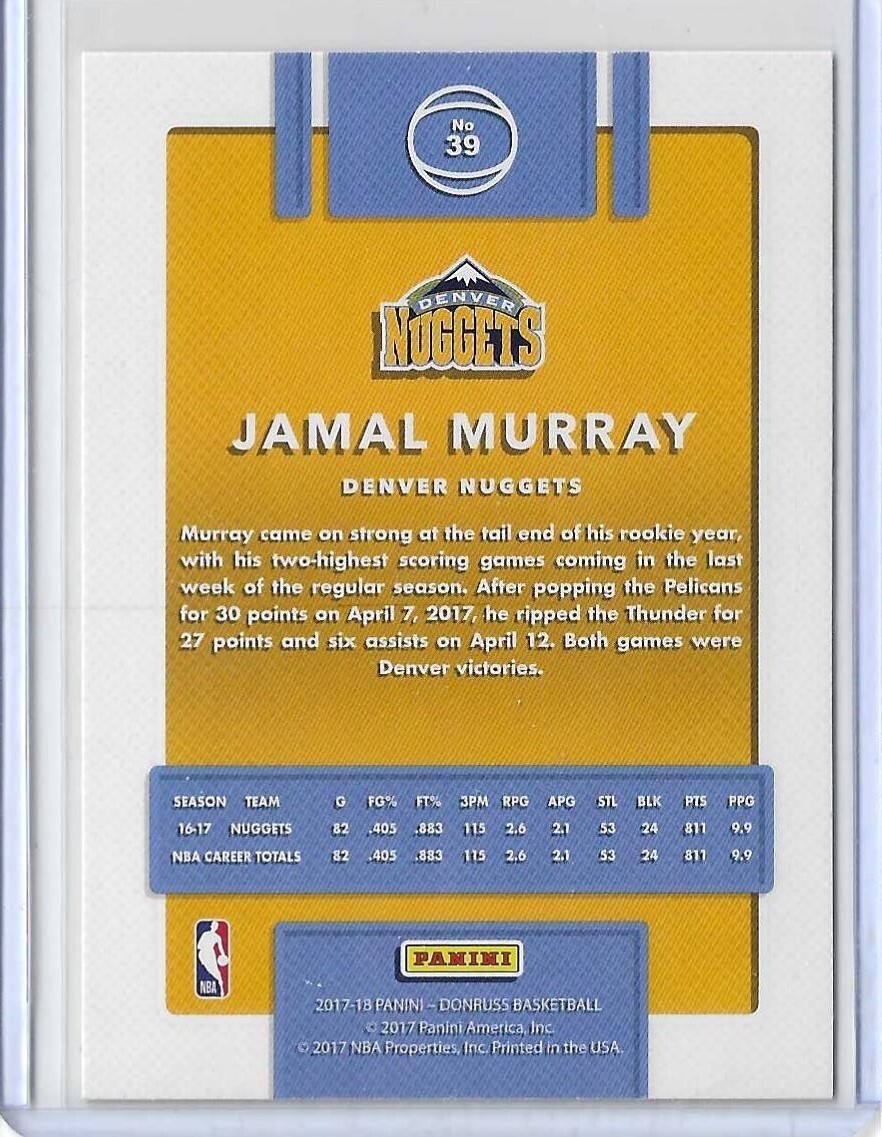 2017-18 Panini Donruss - #39 Jamal Murray for sale online | eBay