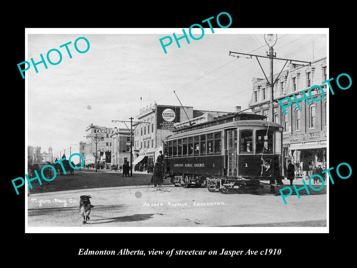OLD 8x6 HISTORIC PHOTO OF EDMONTON ALBERTA STREETCAR ON JASPER Ave ...