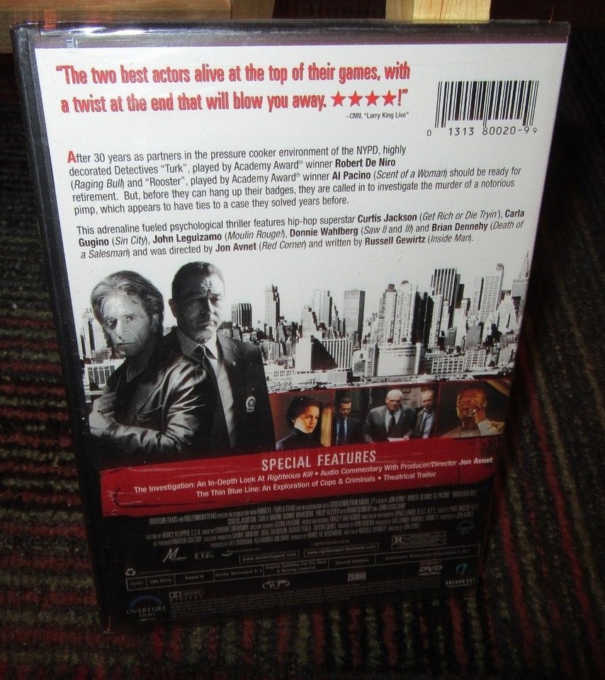 RIGHTEOUS KILL DVD MOVIE, ROBERT DE NIRO, AL PACINO, CURTIS JACKSON ...