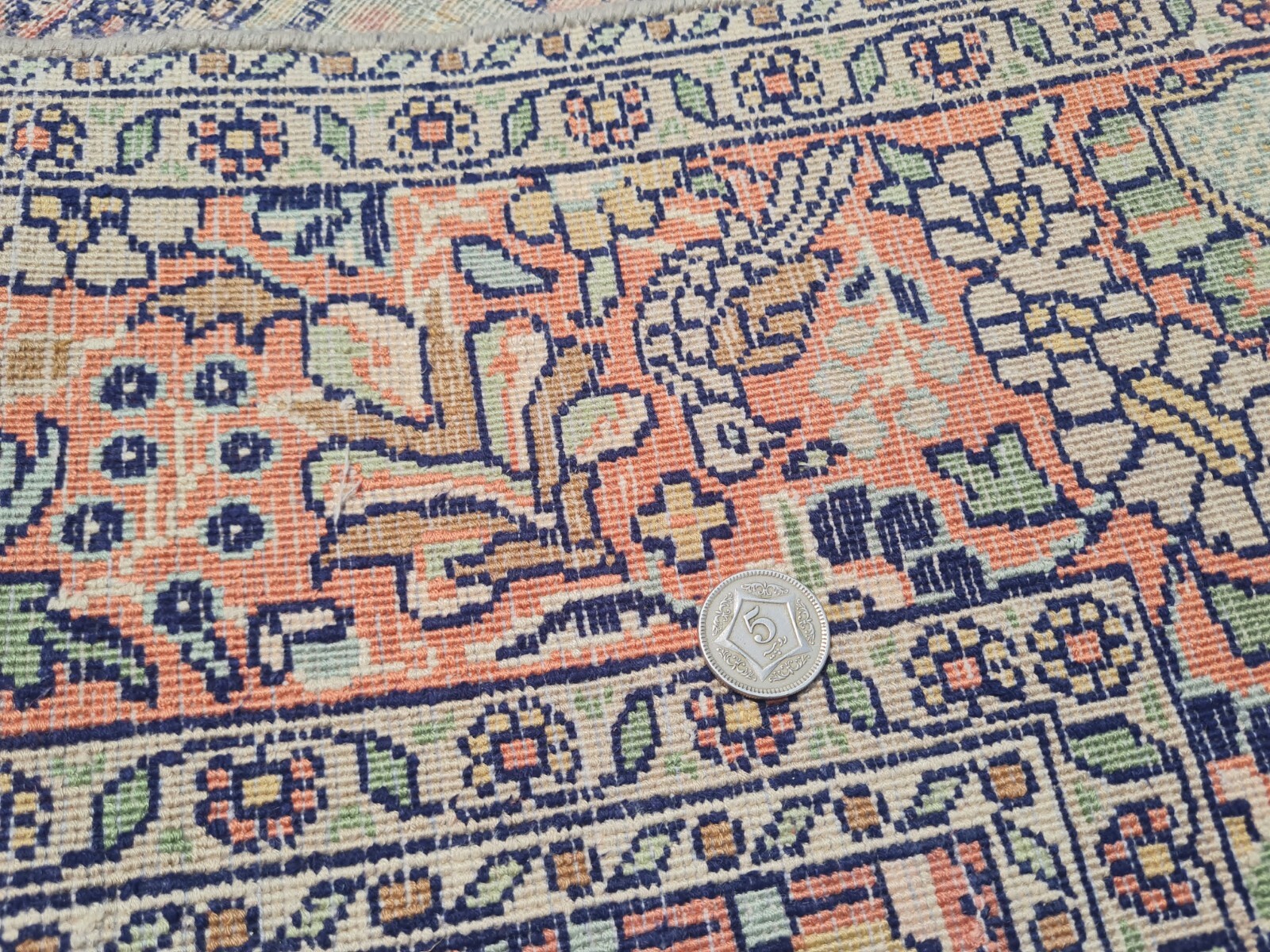 Amazing Hand Knotted Vintage Kashmir Kashmiri Wool Area Rug 5.0 x 3.1 ...