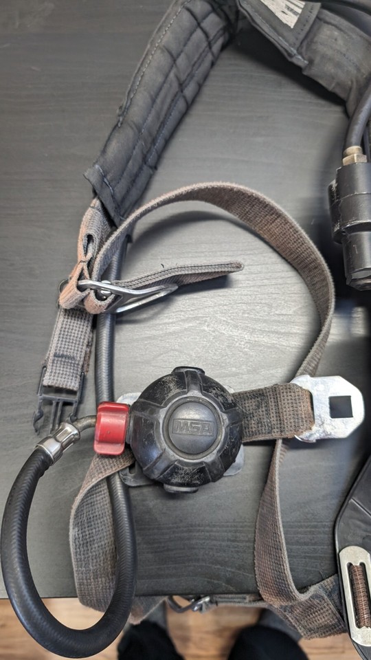 MSA AIR Pack Pak HARNESS FIREFIGHTER SCBA SELF CONTAINED BREATHING With ...