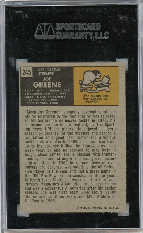 1971 Topps Joe Greene #245 SGC 7 | eBay
