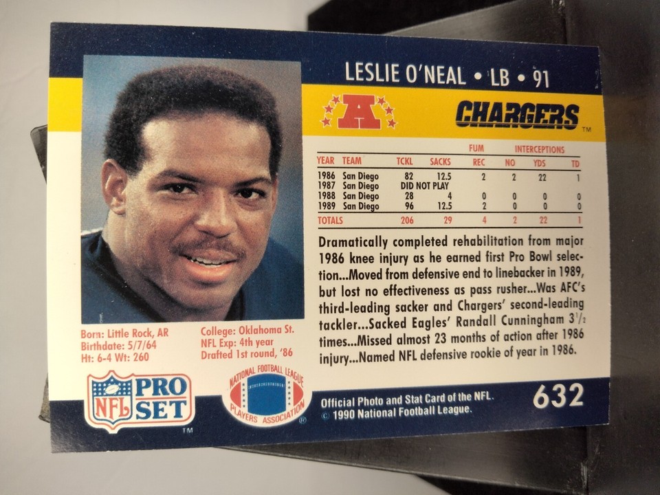 1990 Pro Set Leslie O'Neal San Diego Chargers #632 | eBay