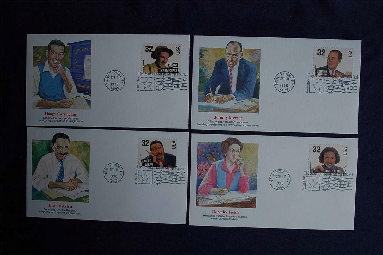 Songwriters 32c Stamps 4 FDCs Fleetwood Sc#3100-03 FW646 Fields,Arlen ...