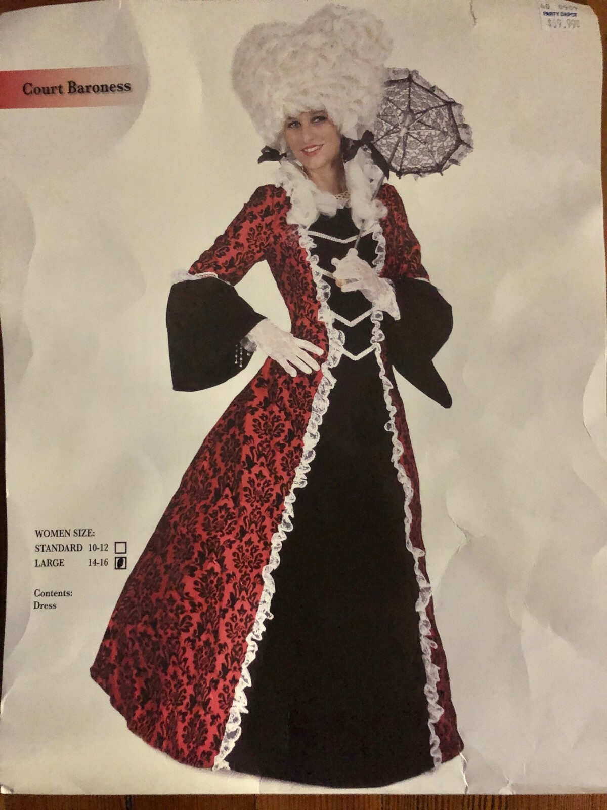 Royal Court Baroness Red and Black Dress Womens Costume | eBay