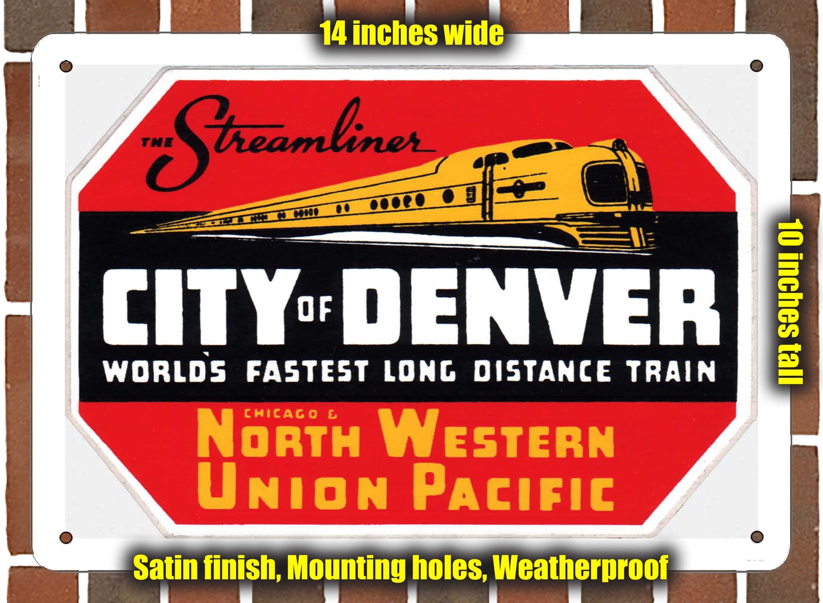 Metal Sign - C&NW and UP City of Denver Streamliner - 10x14 inches | eBay