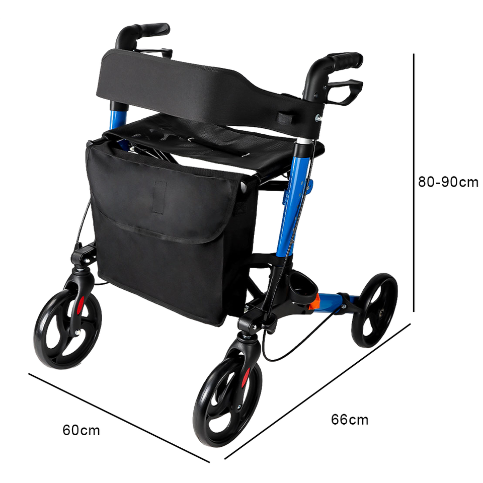 Folding Rollator Walker Aluminium Walking Frame Mobility Aid ...