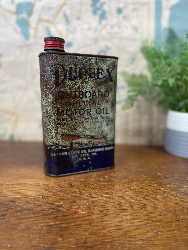 Vintage Duplex Outboard Special motor oil 1 quart Empty. Fishing Boat ...