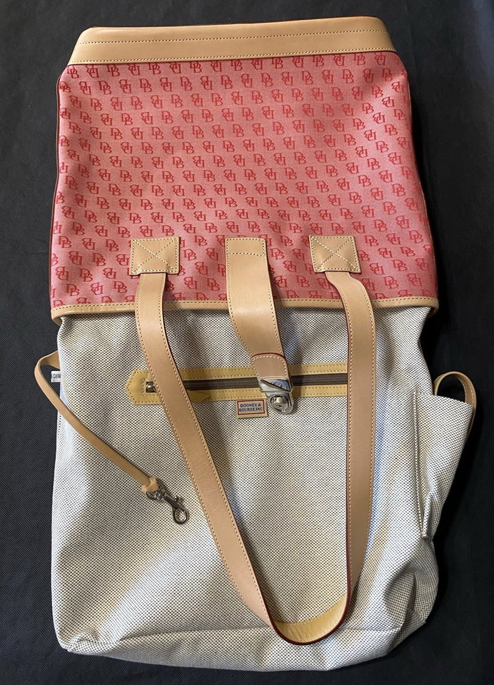DOONEY BOURKE Red DB Logo Vintage Canvas Leather Medium Shopper Tote ...