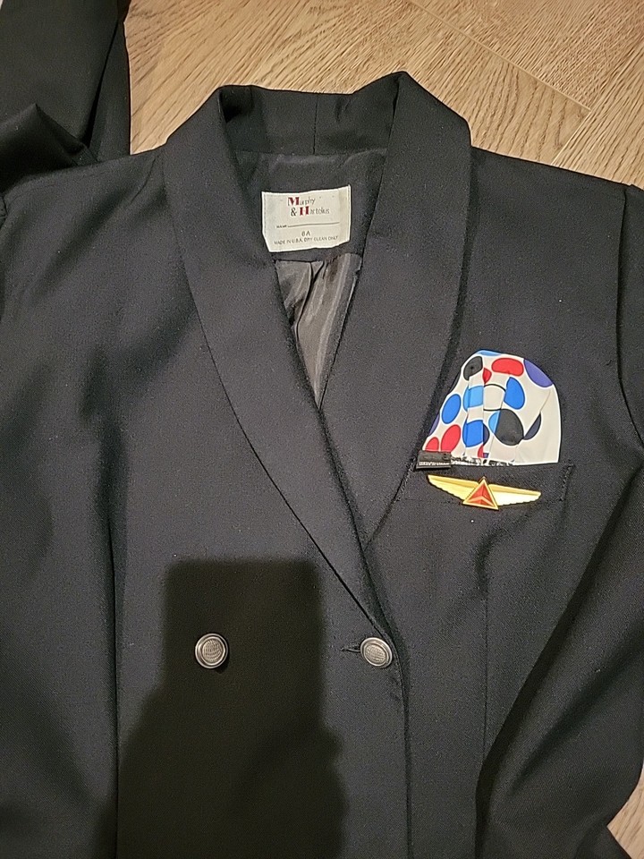 VTG DELTA Airlines Flight Attendant Navy double breasted Suit dress ...