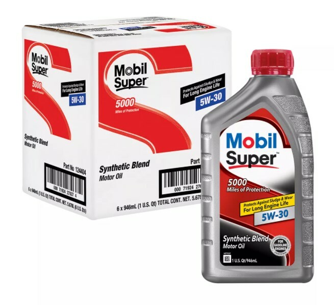 5w30 Mobil Super 5000 Synthetic Blend Motor Oil 12 Quarts in Case - New ...