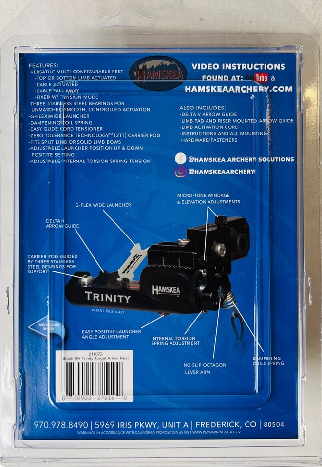 Hamskea Trinity Target Pro Arrow Rest Right Hand Black New | eBay