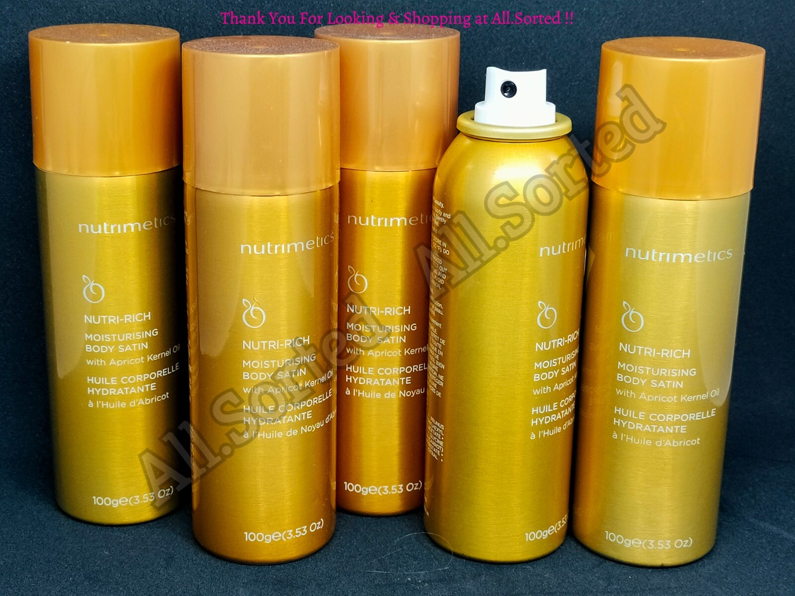 🌟 Nutrimetics. 5 x Nutri Rich Body Satin Spray With Apricot Kernel Oil ...
