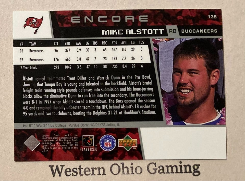 1996 Upper Deck Encore Mike Alstott #138 Rookie Card | eBay