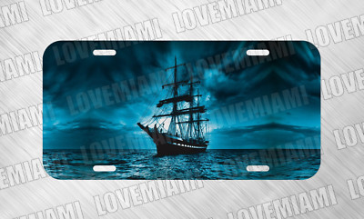 Pirate Ship Storm Ocean Caribbean Sea Boat License Plate Auto Car Tag ...