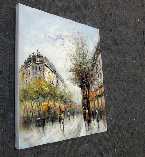 20x24 inches Paris stretched Oil Painting Canvas Handmade Art Wall ...