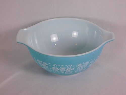 Vintage Pyrex Mixing Bowl 442 1.5 Quart Turquoise and White Amish ...
