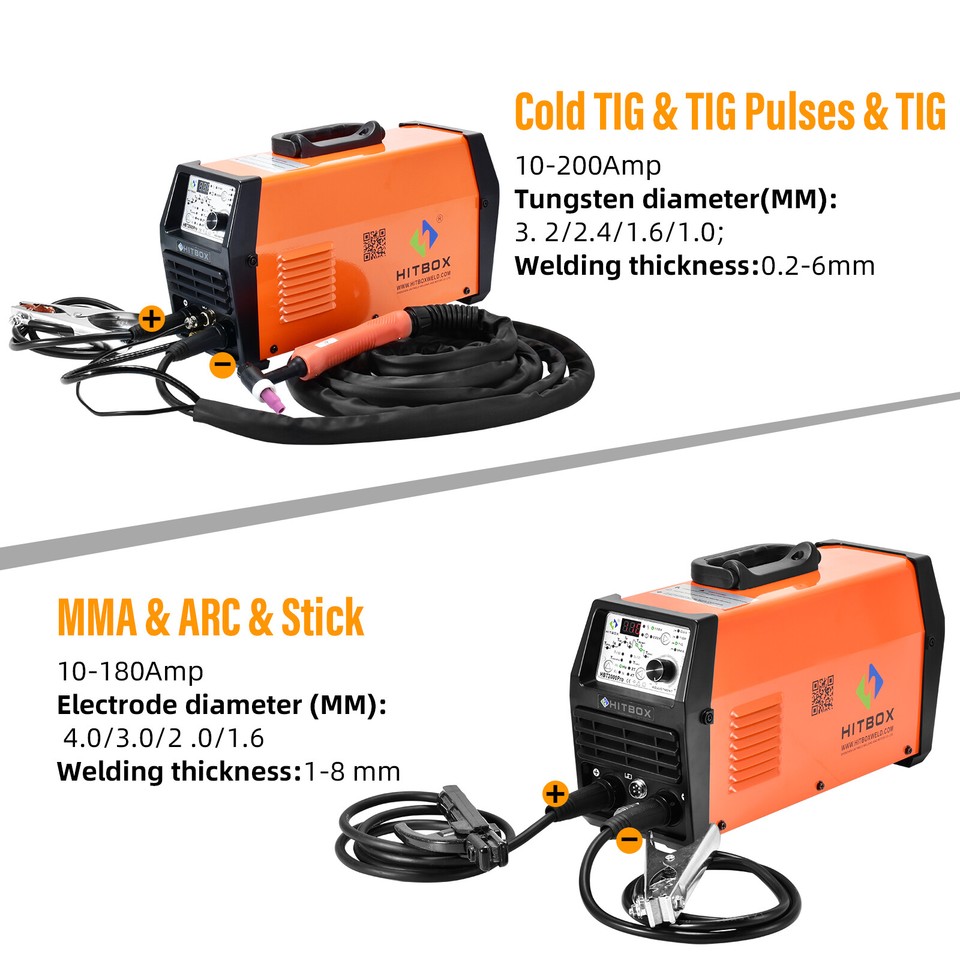 HITBOX 4 IN 1 Cold TIG Welder 200A Pulse TIG/HF TIG/Spot TIG Welding ...