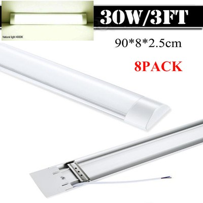 8X 3FT LED Batten Tube Light Shop Light Workbench Garage Ceiling Lamp ...
