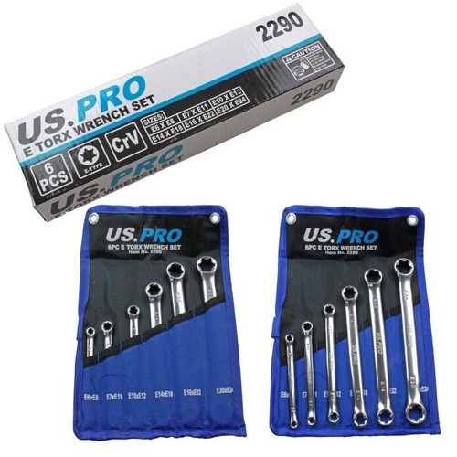 6pc E TORX SPANNER SET by US PRO TOOLS E6 to E24 Female Torque Wrench ...