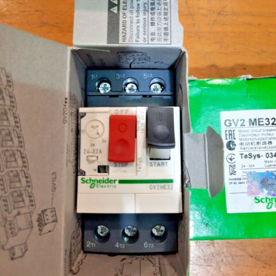 1PC - Schneider GV2ME32 Motor circuit breaker, TeSys GV2, 3P, 24-32 A ...