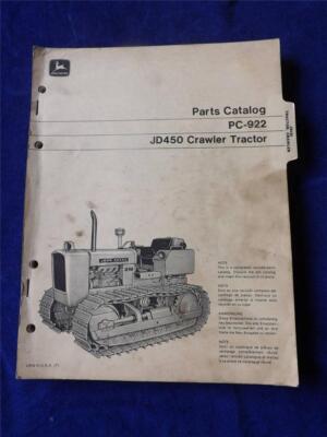 JOHN DEERE PARTS CATALOG PC-922 JD450 CRAWLER TRACTOR 1971-1974 | eBay