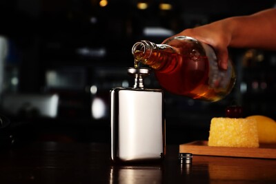 HIDORAN 6oz Shiny Hip Flask Stainless Steel Pocket Container for ...