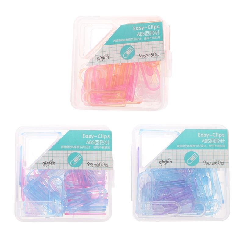 60pcs Small Mini Paperclip Candy Color Clear Stationery Binder Clip ...