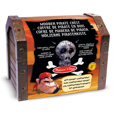 Melissa & Doug Wooden Pirate Chest Toy, Pirate Accessories for Kids ...