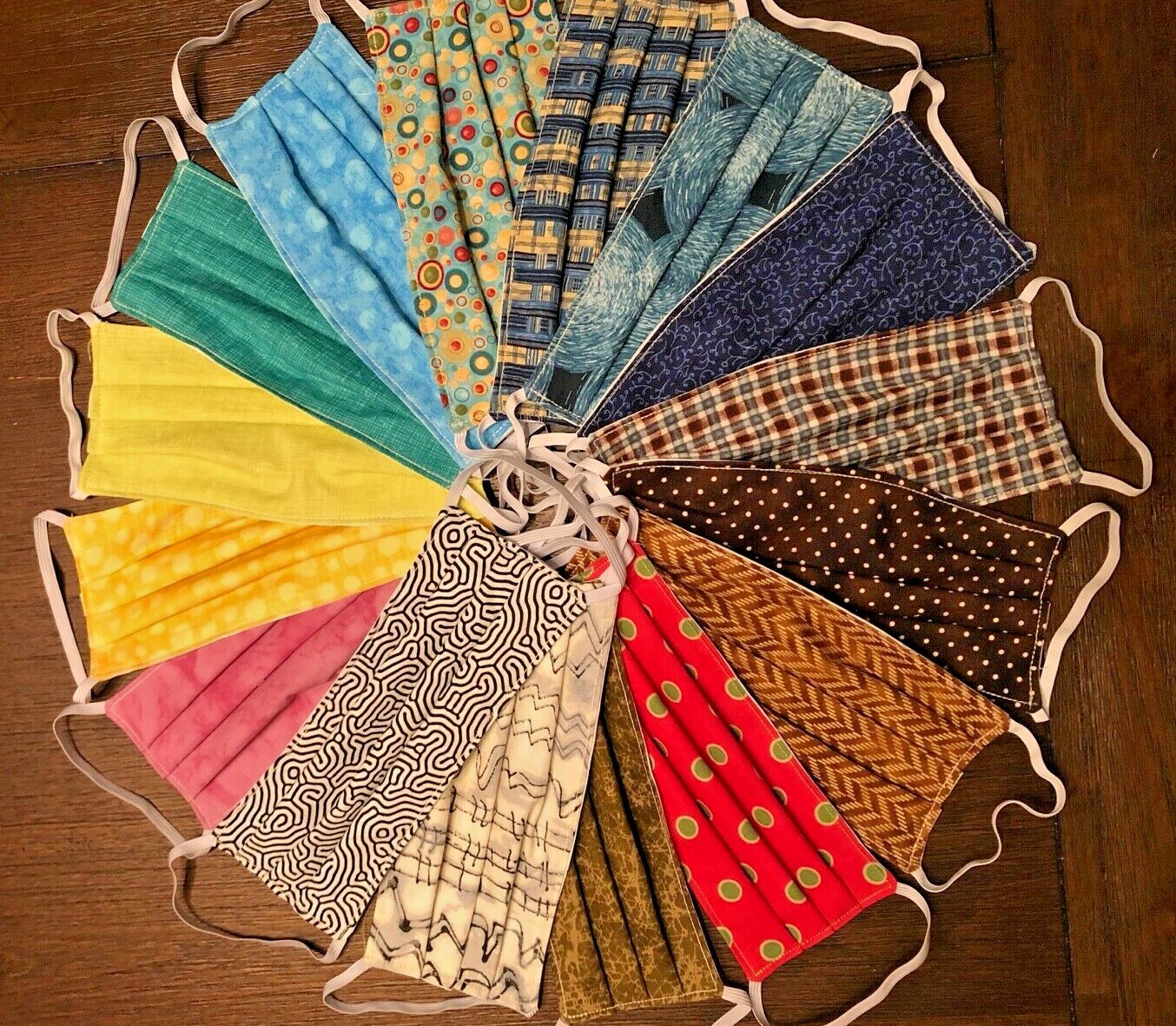 100% Quilters Cotton Fabric Face Mask. Two Layers. Pleated. Washable ...