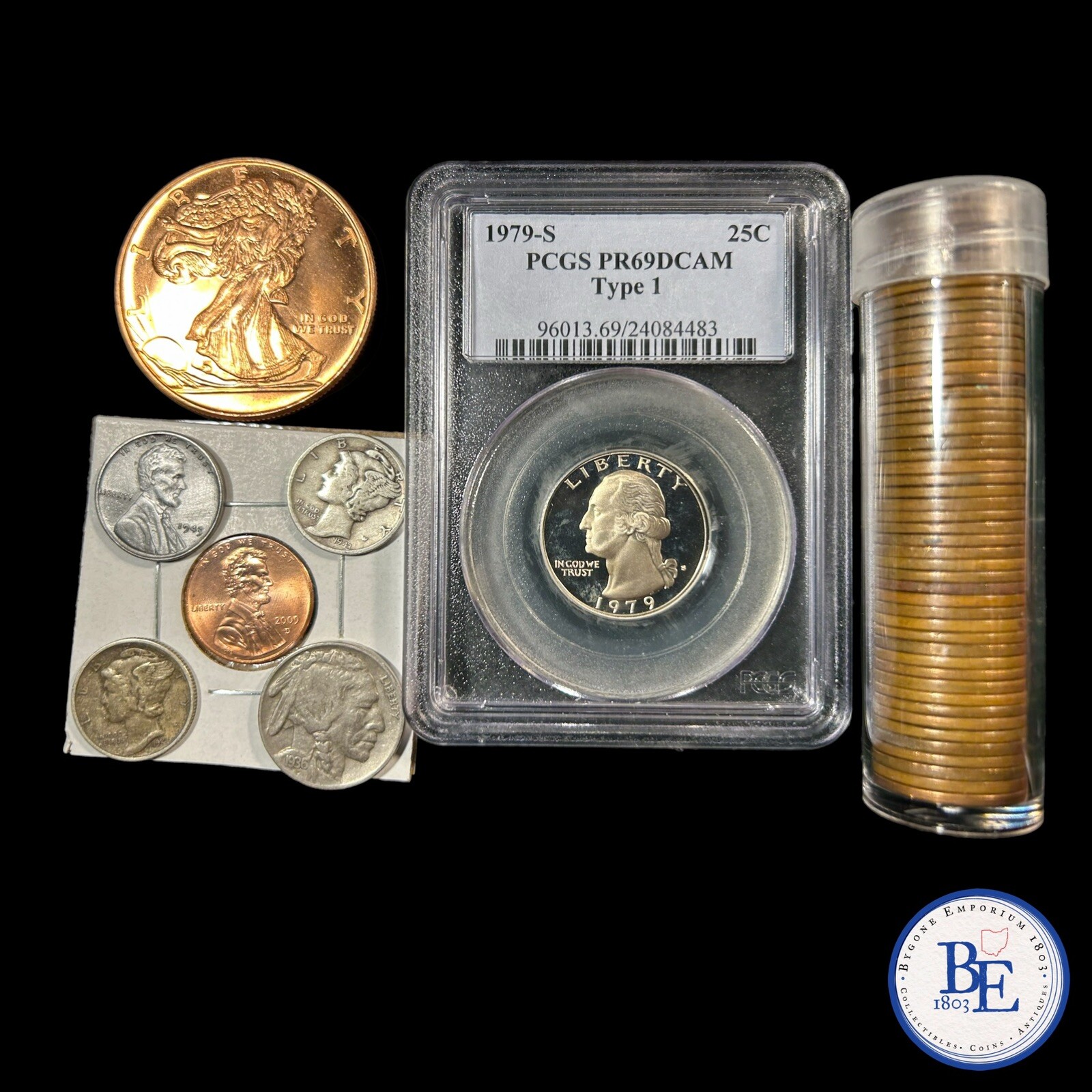 Lot Of US Coins PCGS DCAM Quarter Roll Of Wheat Pennies Silver Dimes ...