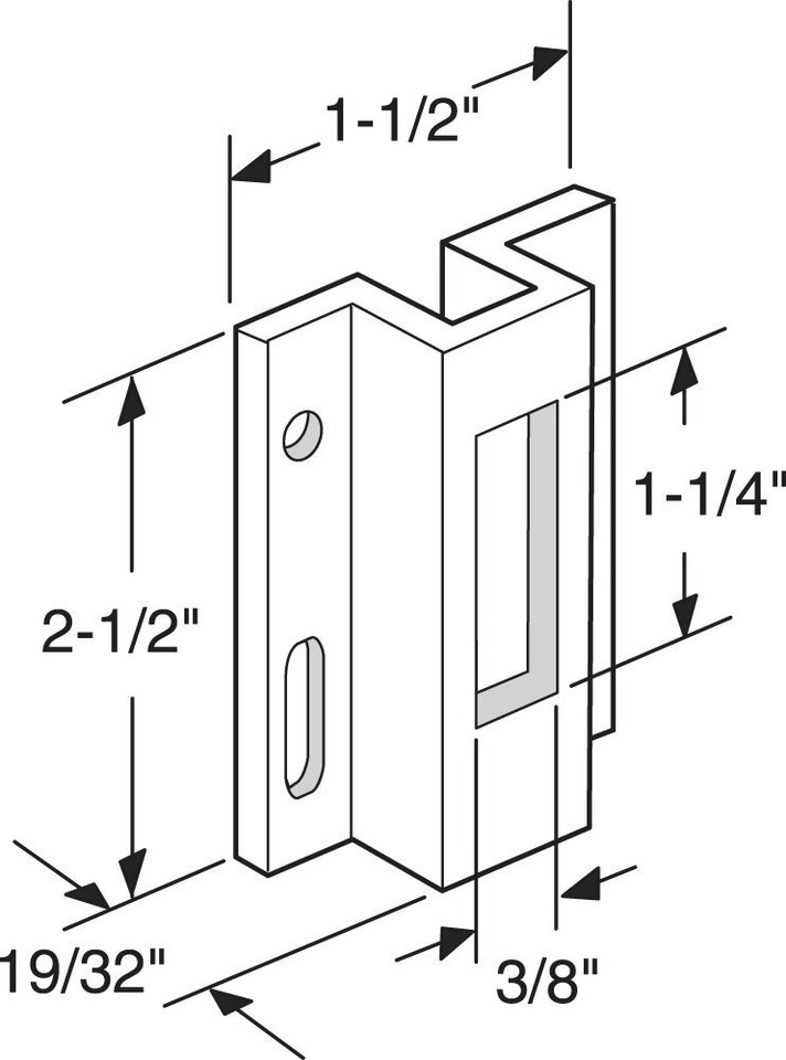 E 2124 Extruded Aluminum Sliding Door Keeper for Hook Style Latch White ...