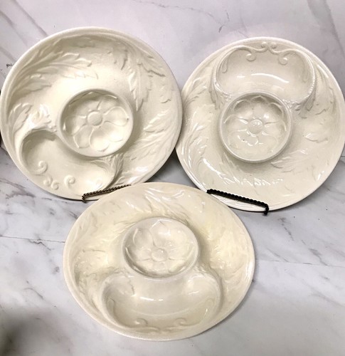 Set of 3 Neuwirth Vintage Portugal White Majolica Footed Artichoke ...