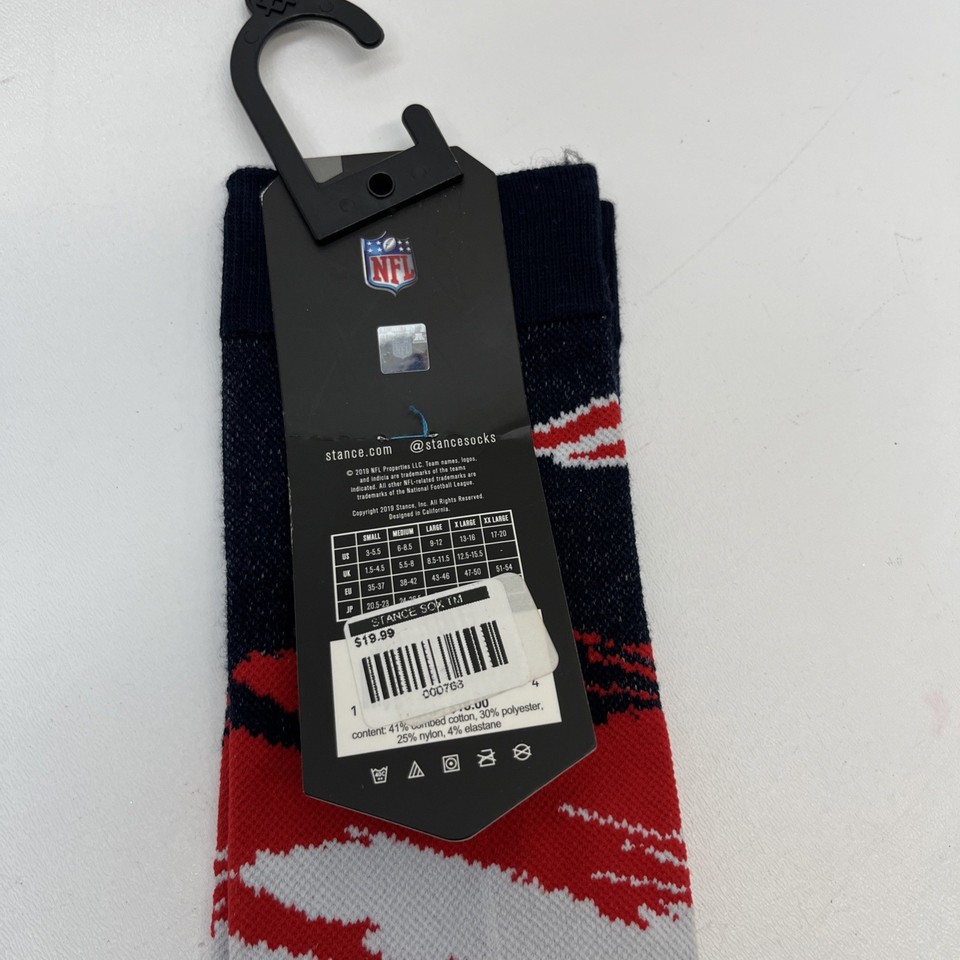 2019 New England Patriots Stance NFL Backfield Logo Crew Socks Large ...