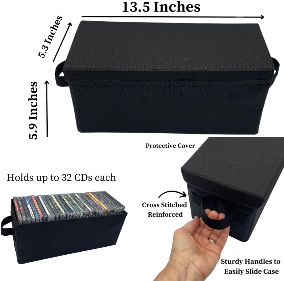 CD Storage Boxes (4 Pack) Durable CD Case Organizer with Lid, Disc ...