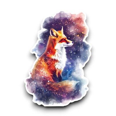 Beautiful Cosmic Galaxy Fox Watercolour Wild Animal Vinyl Sticker Decal ...