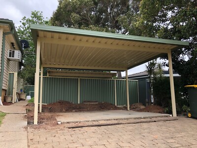 Carport COLORBOND® Flat Roof Carport Kit - 5.4m (L) x 3.1m (W) x 2.7 (H ...