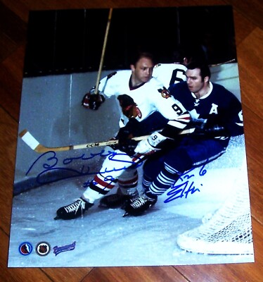 8x10 IN BOBBY HULL CHICAGO BLACK HAWKS & RON ELLIS MAPLE LEAFS ...