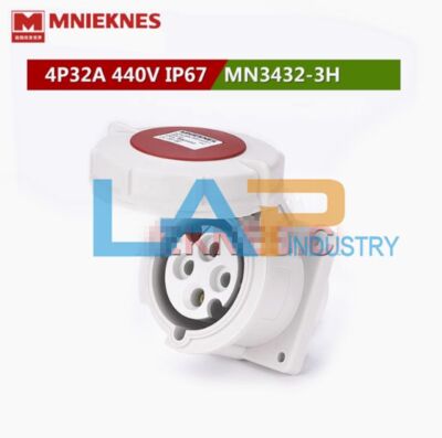 1PCS New Connector socket 3H 440V 4P 32A 3-phase 4-wire 3P+E IP67 ...