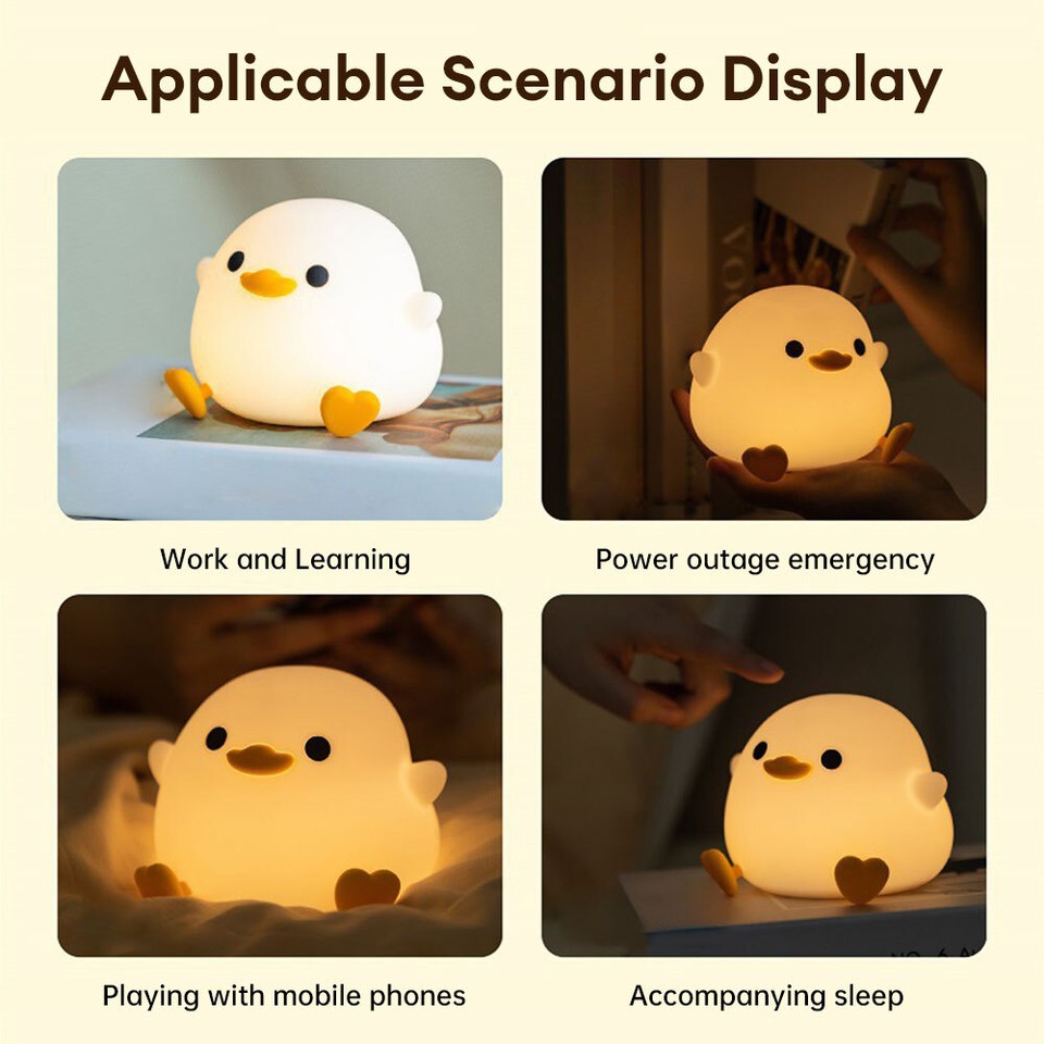 Cute LED Night Light Silicone Squeeze Bedside Table Lamp with Timer ...
