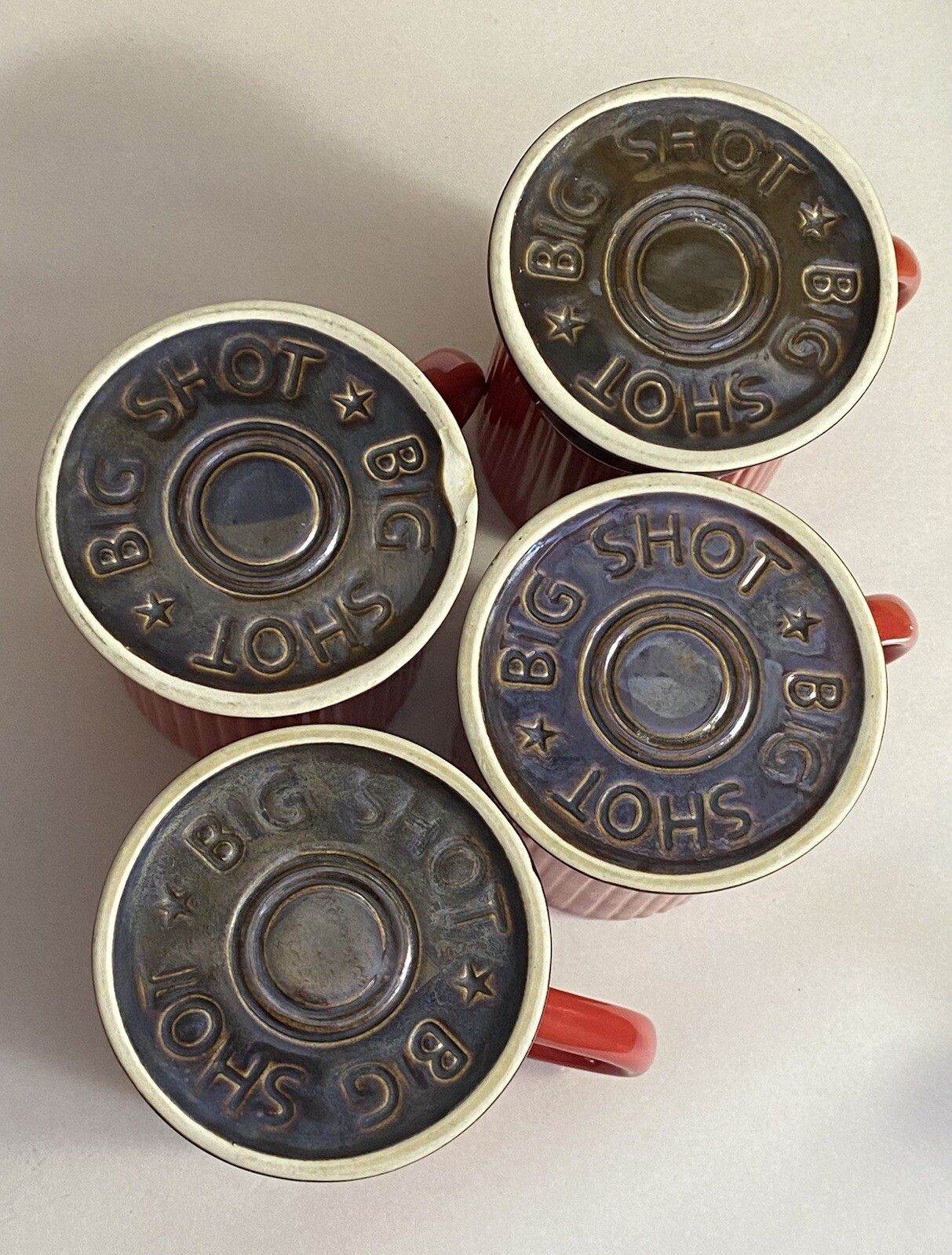 Set 4 Big Sky Carvers Big Shot Red Shotgun Shell Coffee Mug Cups | eBay