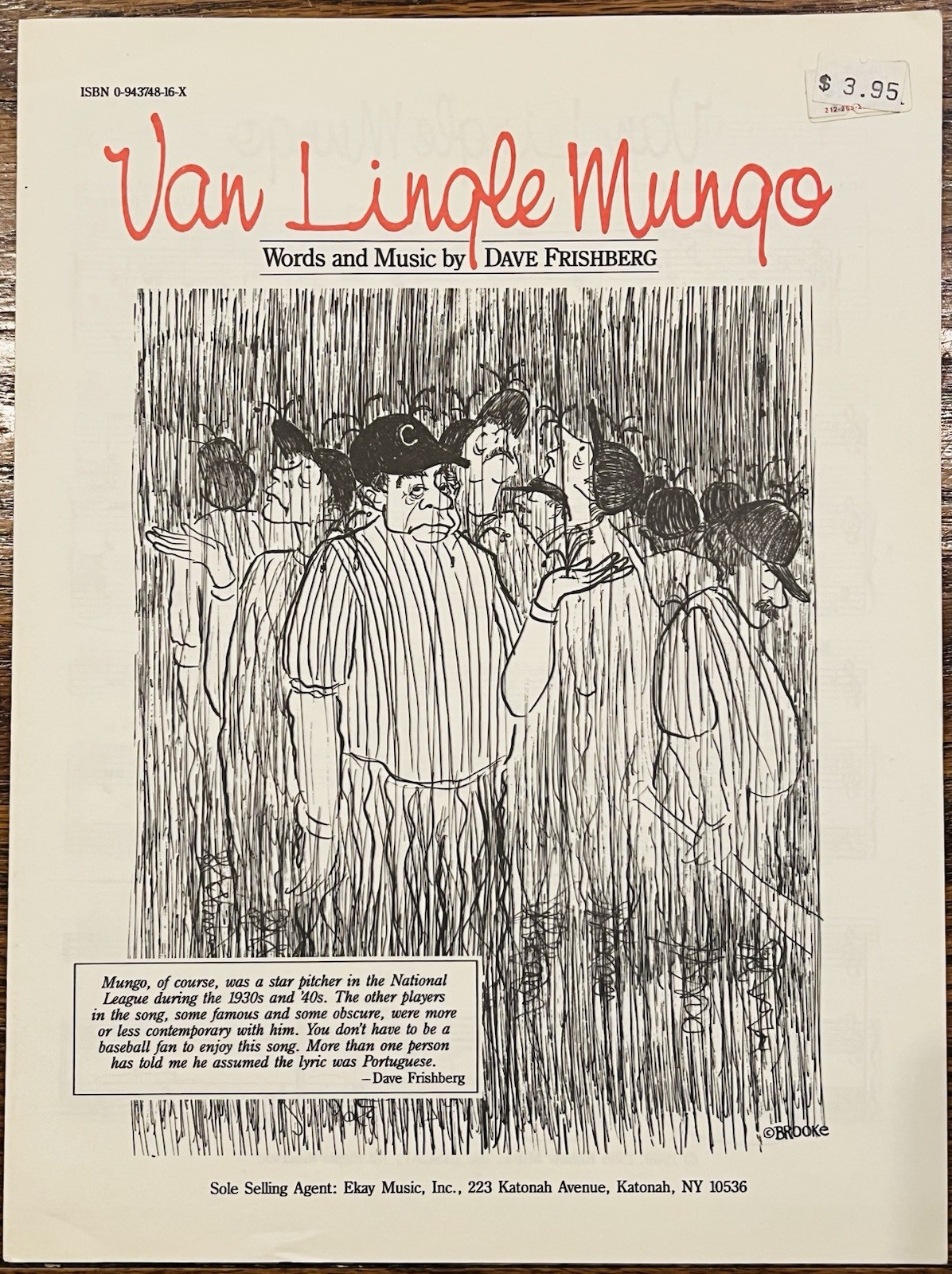 vintage BASEBALL NOSTALGIA sheet music VAN LINGLE MUNGO by Dave ...