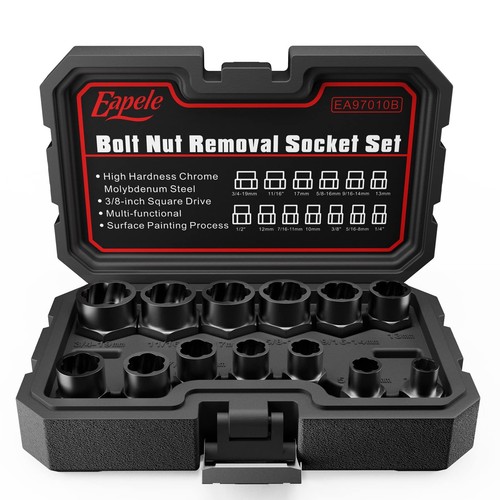 Bolt Extractor Set, Stripped Nut Remover Twist Sockets, Fit 3/8" Square ...