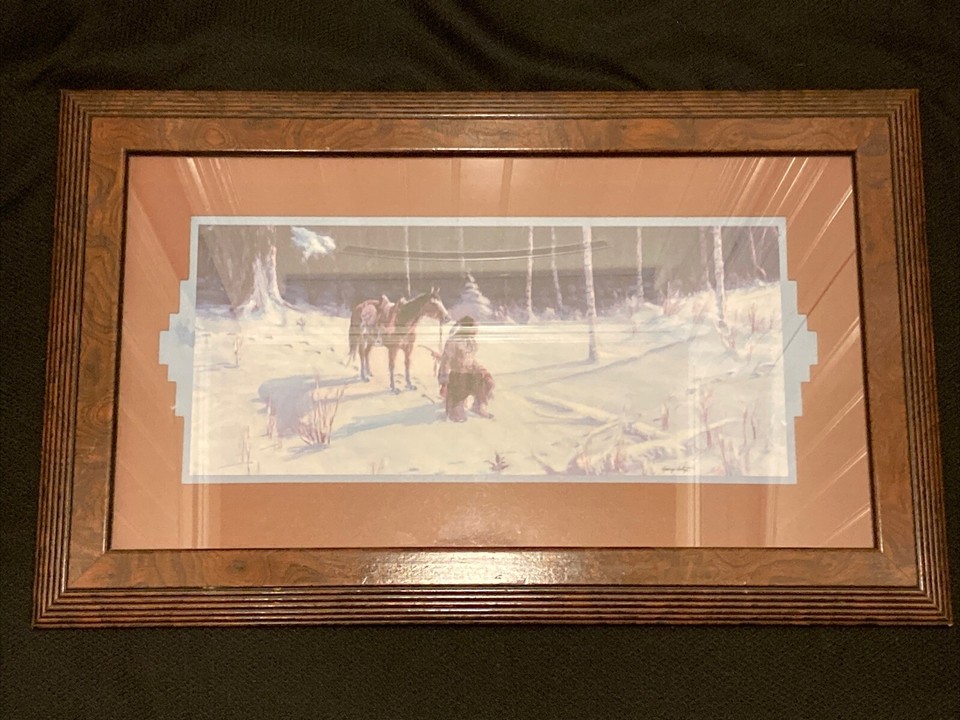 Framed Print Native American Tracking in Snow by Gary Artzt 16"x 25" | eBay